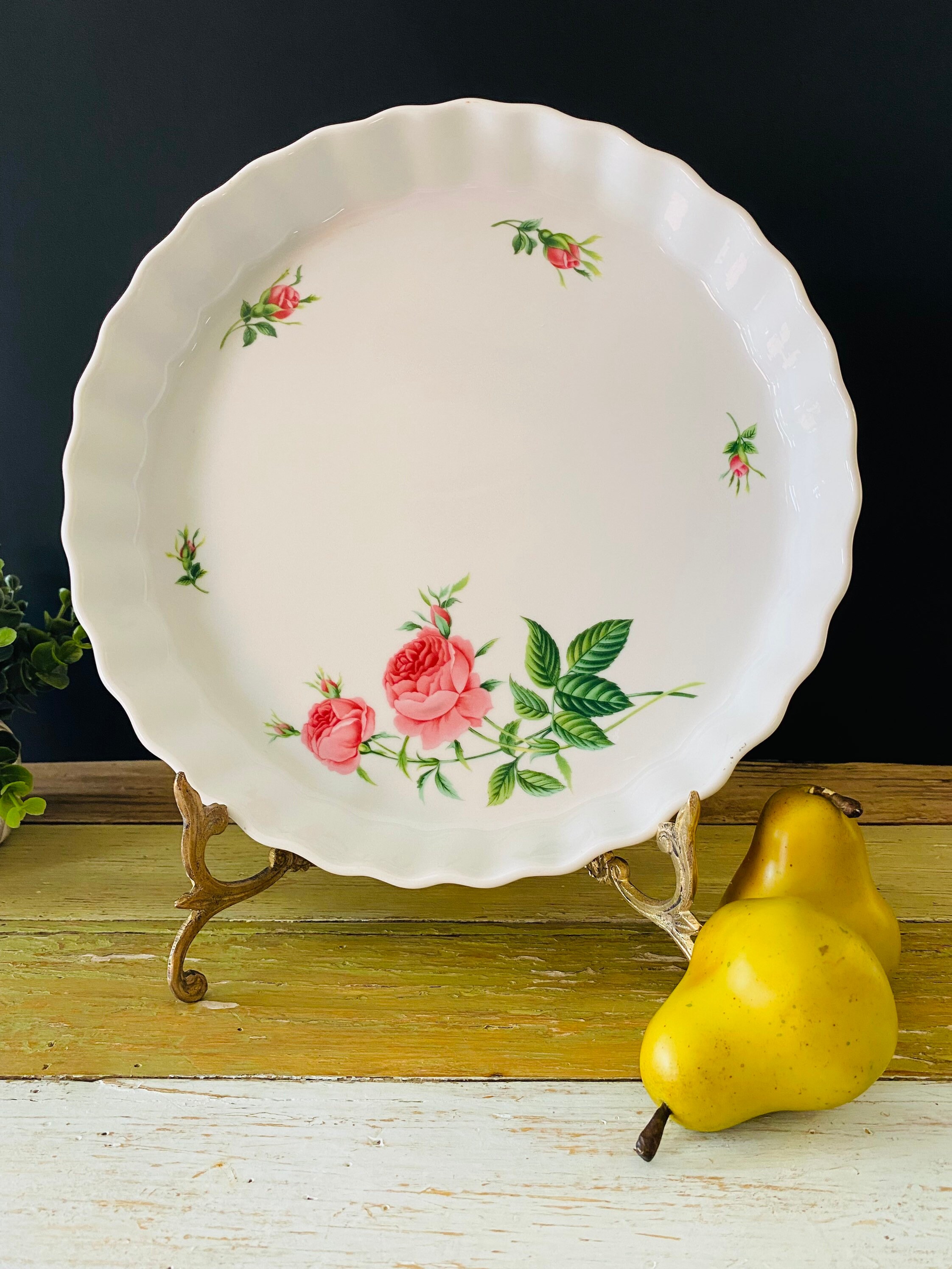 Christineholm Porcelain Rose Quiche Dish/ Pie Dish - Etsy