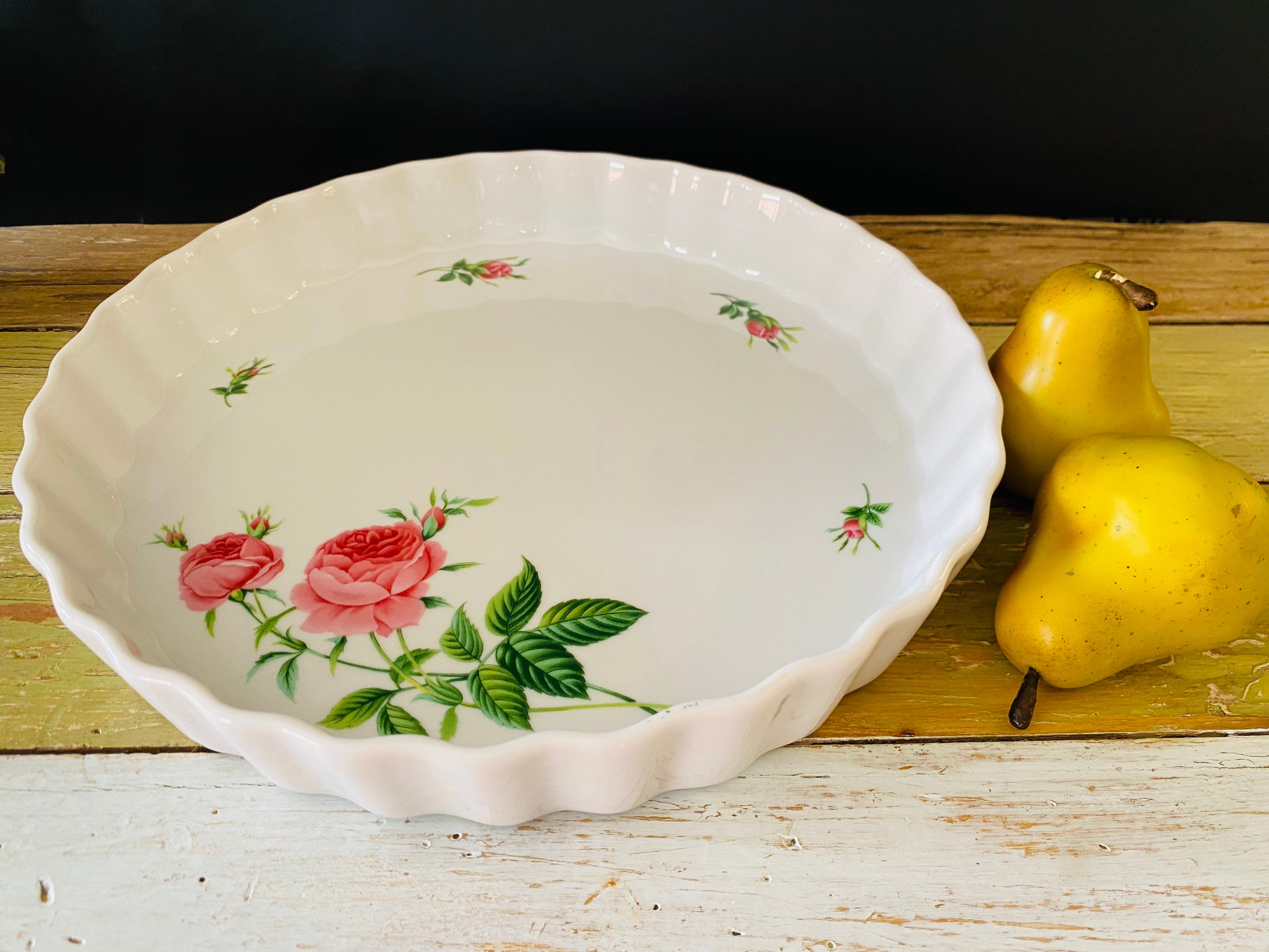 Christineholm Porcelain Rose Quiche Dish/ Pie Dish - Etsy