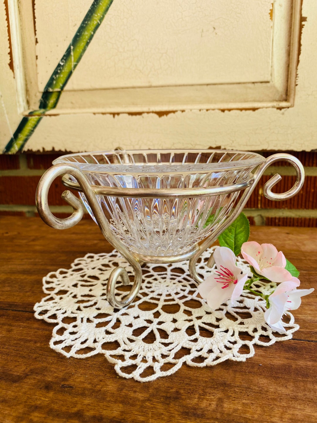 Mikasa Tiara Crystal Clear Vase W/ Silver Stand - Etsy