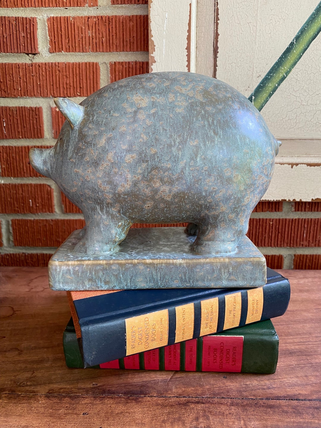 Antique Bisque/ Ceramic Pig Statue on Pedestal Base / Door Stop - Etsy