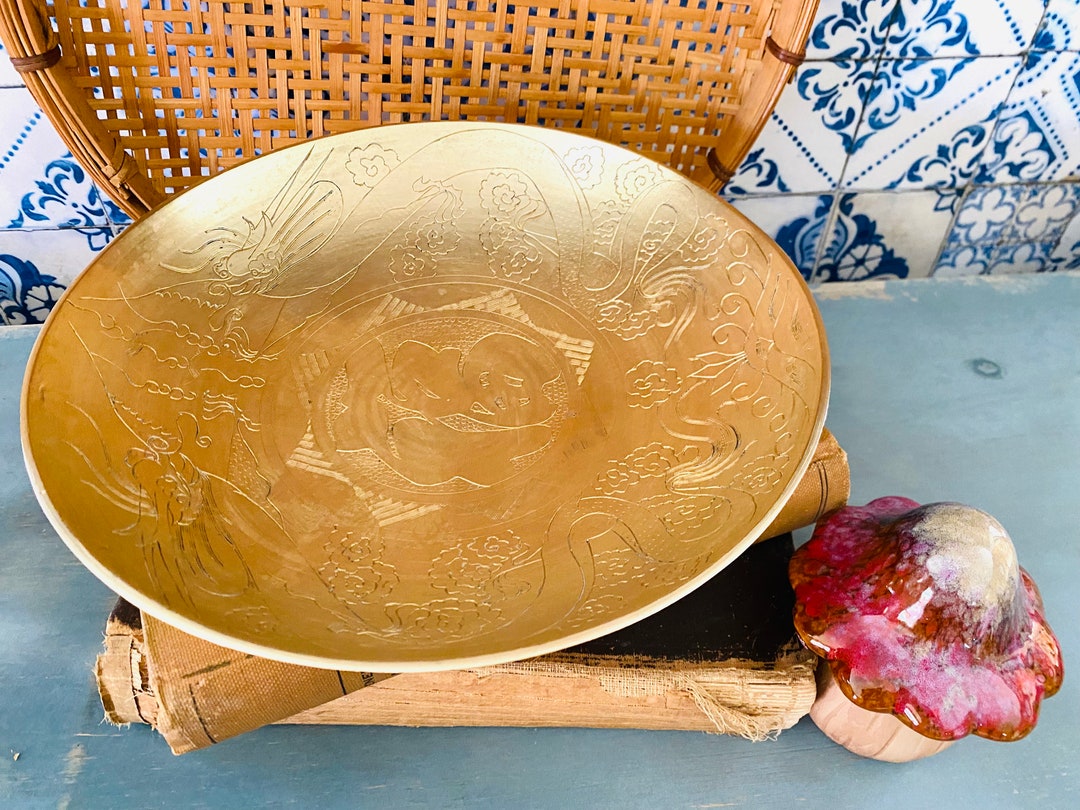 Antique Chinese Hand Engraved Large Brass Bowl - Etsy