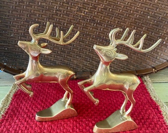 Antique Brass Reindeer - Etsy