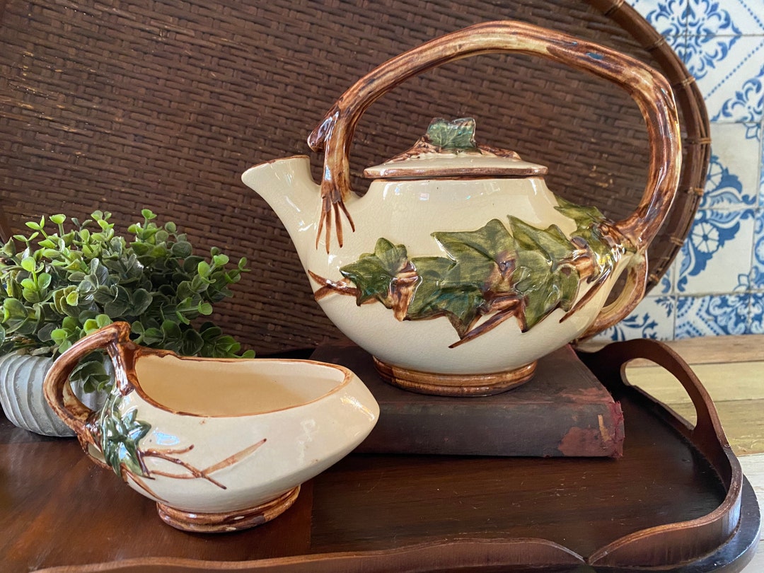 Vintage Mccoy Ivy Leaf Ceramic Teapot W/ Lid and Creamer - Etsy