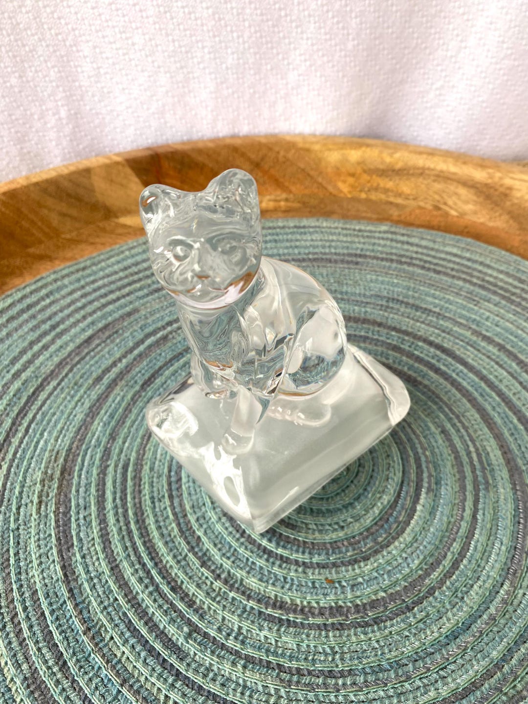 Crystal Cat Figurine Paperweight W/ Frosted Pillow - Etsy