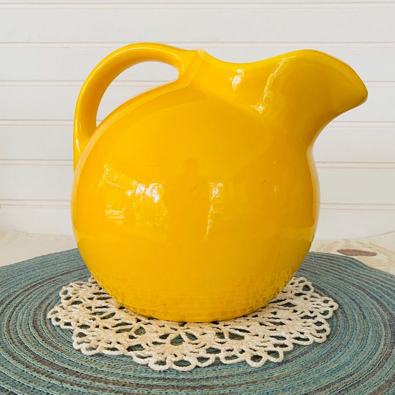 Yellow Ware Pitcher - Etsy