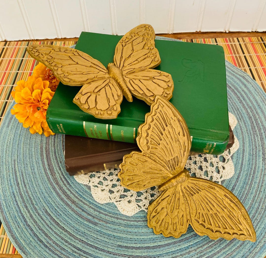 Pair of Homco Syroco Gold Butterflies - Etsy