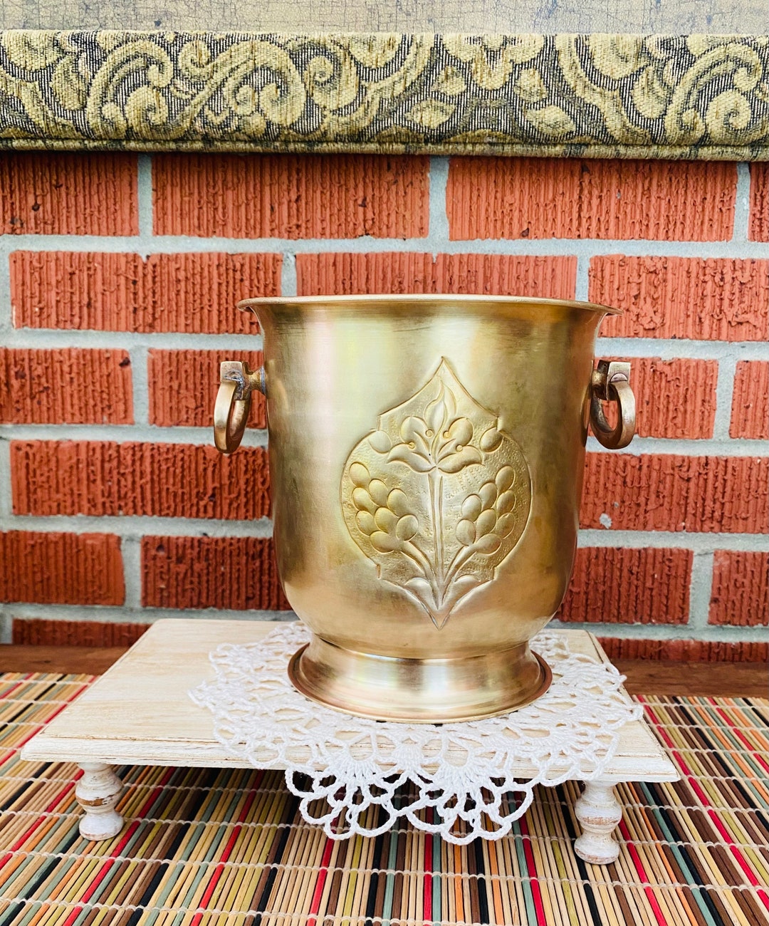Antique Double Handled Pedestal Solid Brass Ice Bucket/ Champagne ...