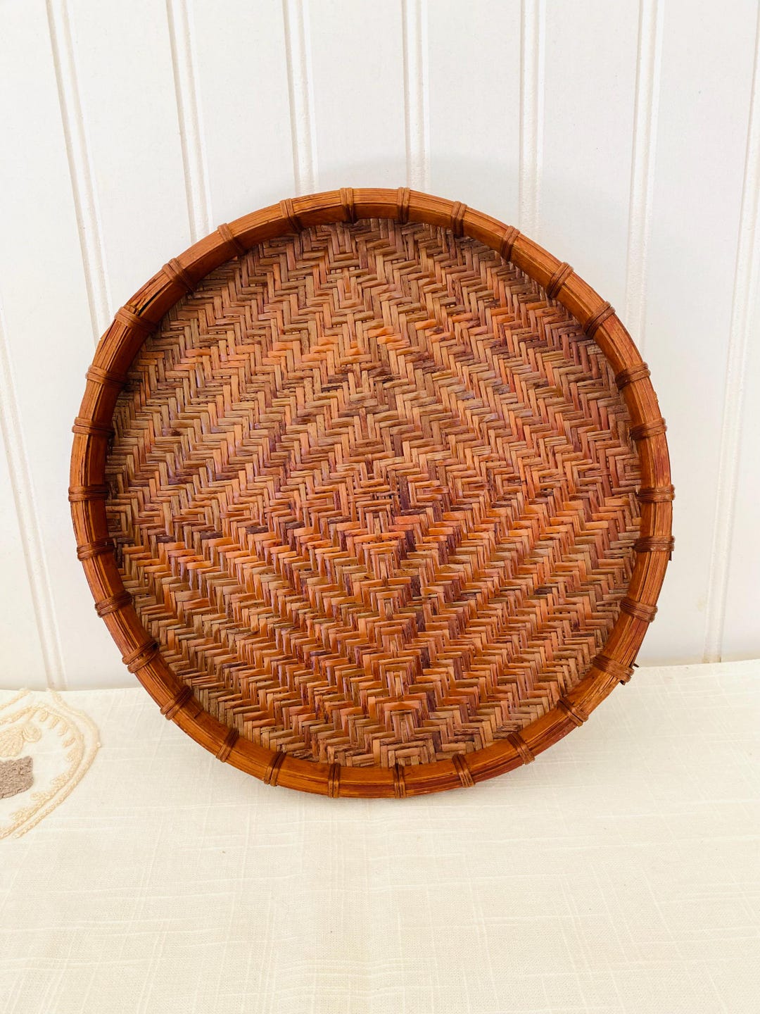 Antique Winnowing Bamboo Basket Tray - Etsy
