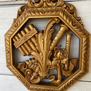 Set of 4 Vintage Hollywood Regency Gold Ornate Musical Wall Plaques ...