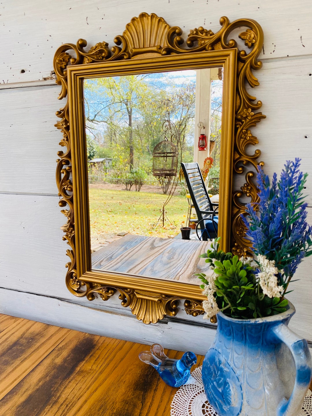 Homco Hollywood Regency Gold Formal Shell Mirror - Etsy