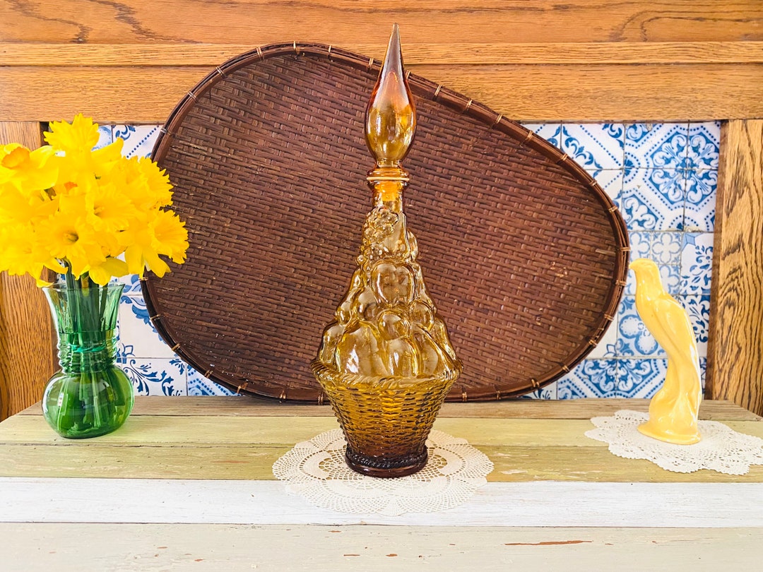 Vintage Amber Glass Italian Genie Bottle Decanter - Etsy