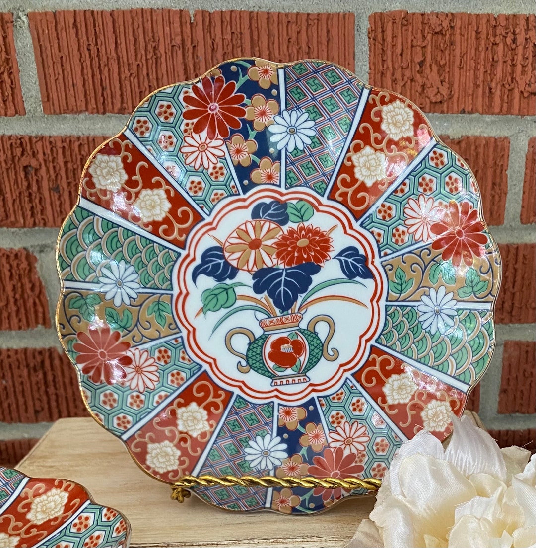 Set of 7 Japanese Imari Fan by Arita Salad Plates - Etsy