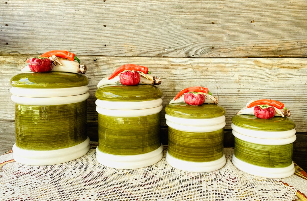 Set of 4 Hand Painted Vintage Canisters by Arnart 5th Avenue garden ...