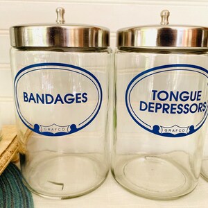 Set of 6 Vintage Grafco Medical Canisters Pre-labeled / Apothecary Jars ...