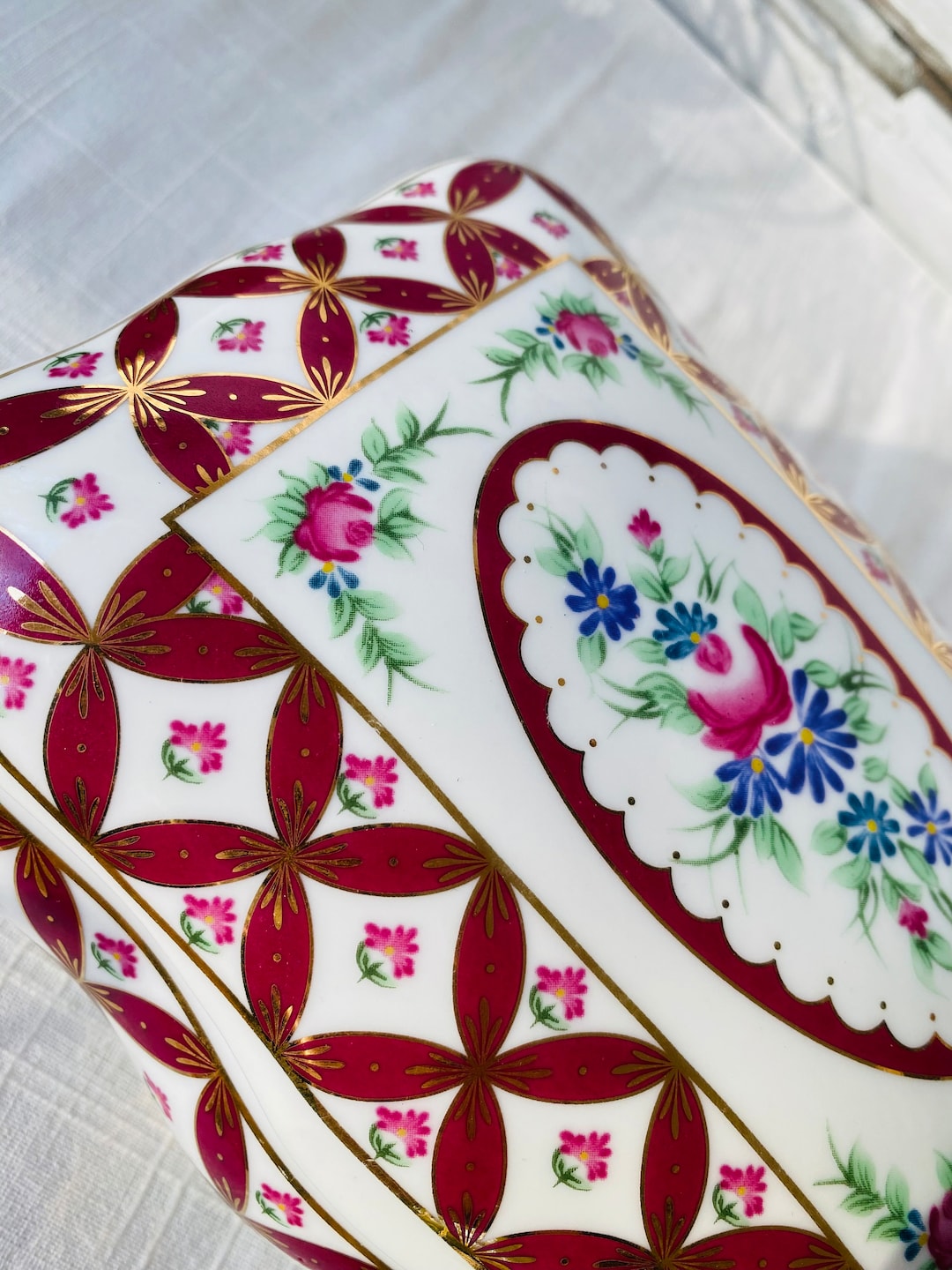 Large Porcelain Trinket Box - Etsy