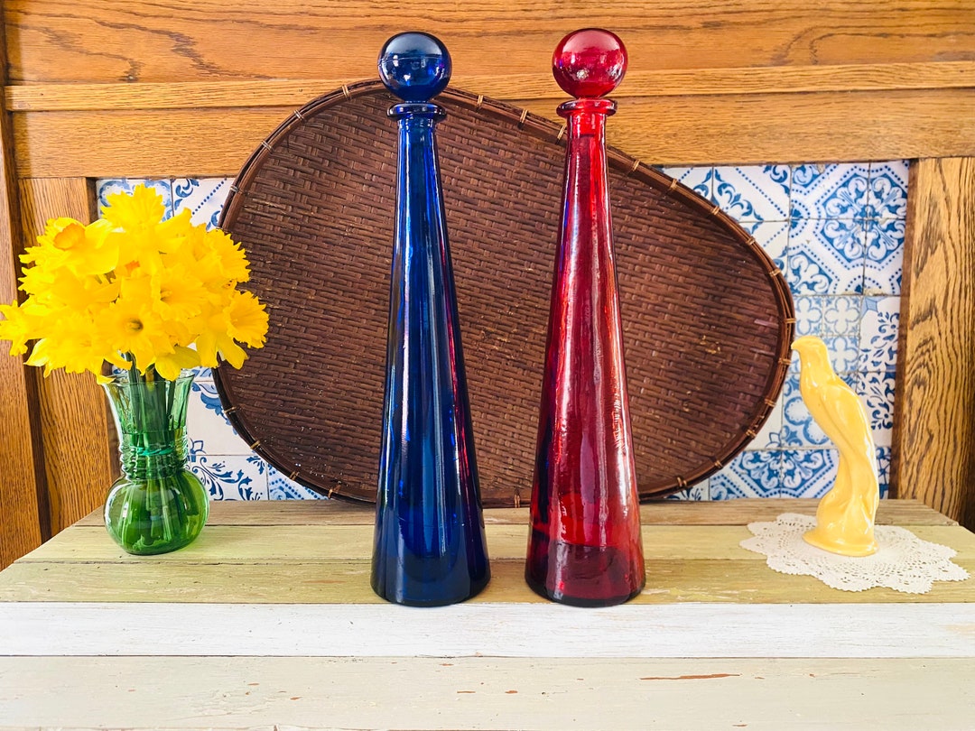 Pair of RARE Decanter Bottles W/ Stoppers - Etsy
