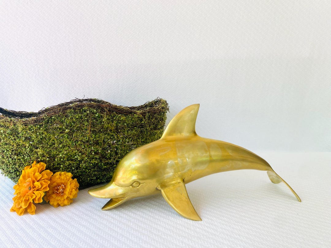 Solid Brass Dolphin Statue - Etsy