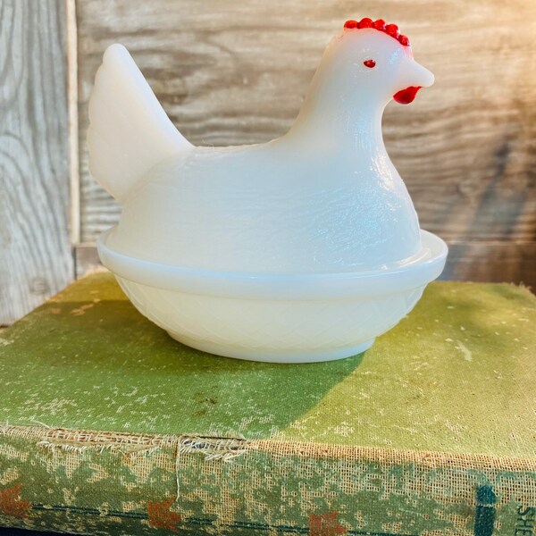 Milk Glass Chicken - Etsy