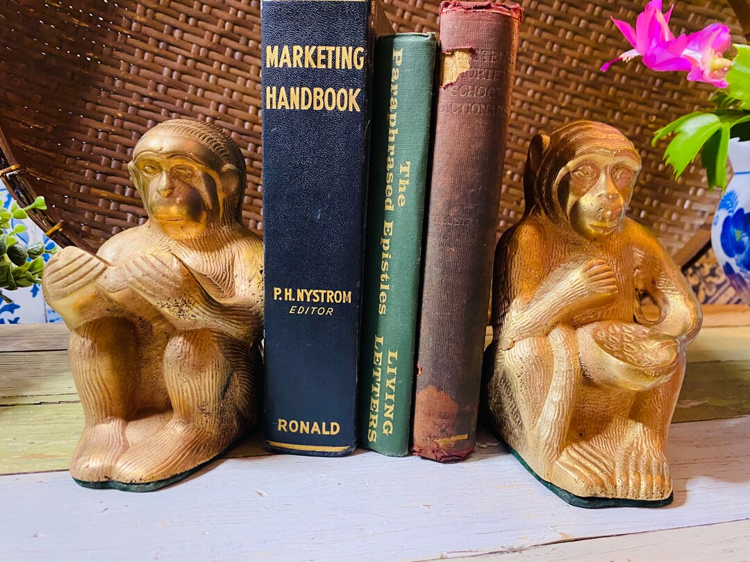 Extremely RARE Antique Brass Monkey Bookends - Etsy