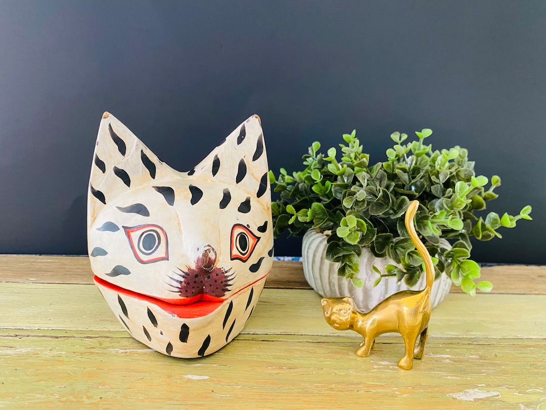 Vintage Wooden Cat Head Box/ Trinket Box / Whimsical - Etsy
