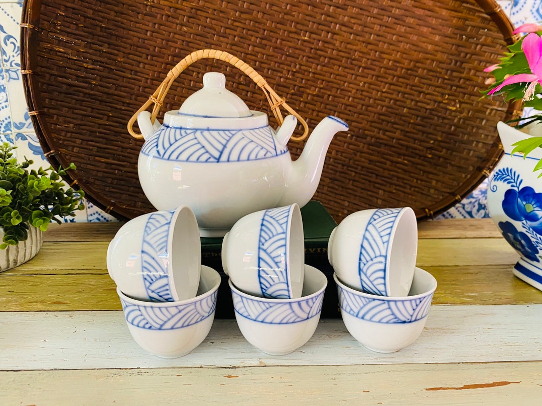 Porcelain Blue & White Tea Set - Etsy
