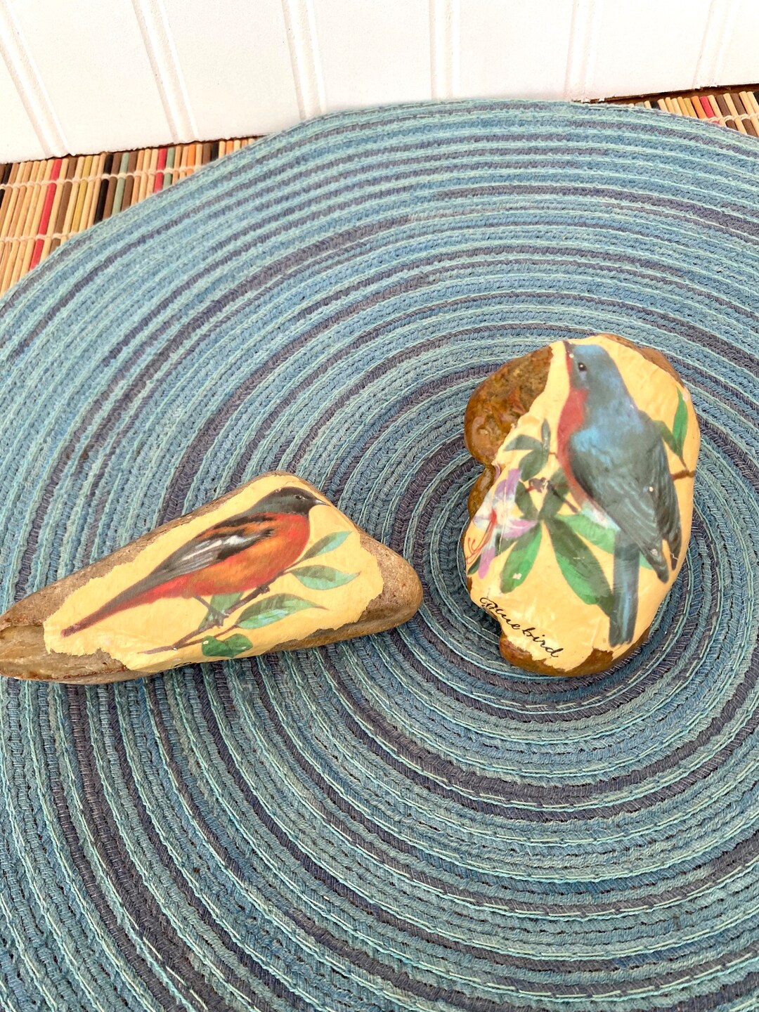 Pair of Hand Painted Rock Paperweights/ Hand Painted Bird Rocks - Etsy