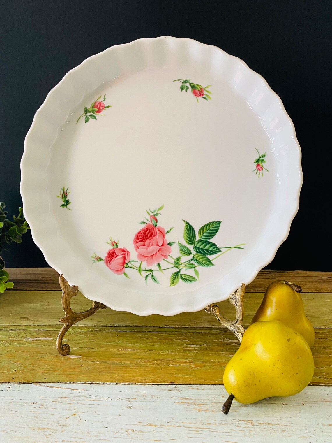 Christineholm Porcelain Rose Quiche Dish/ Pie Dish - Etsy