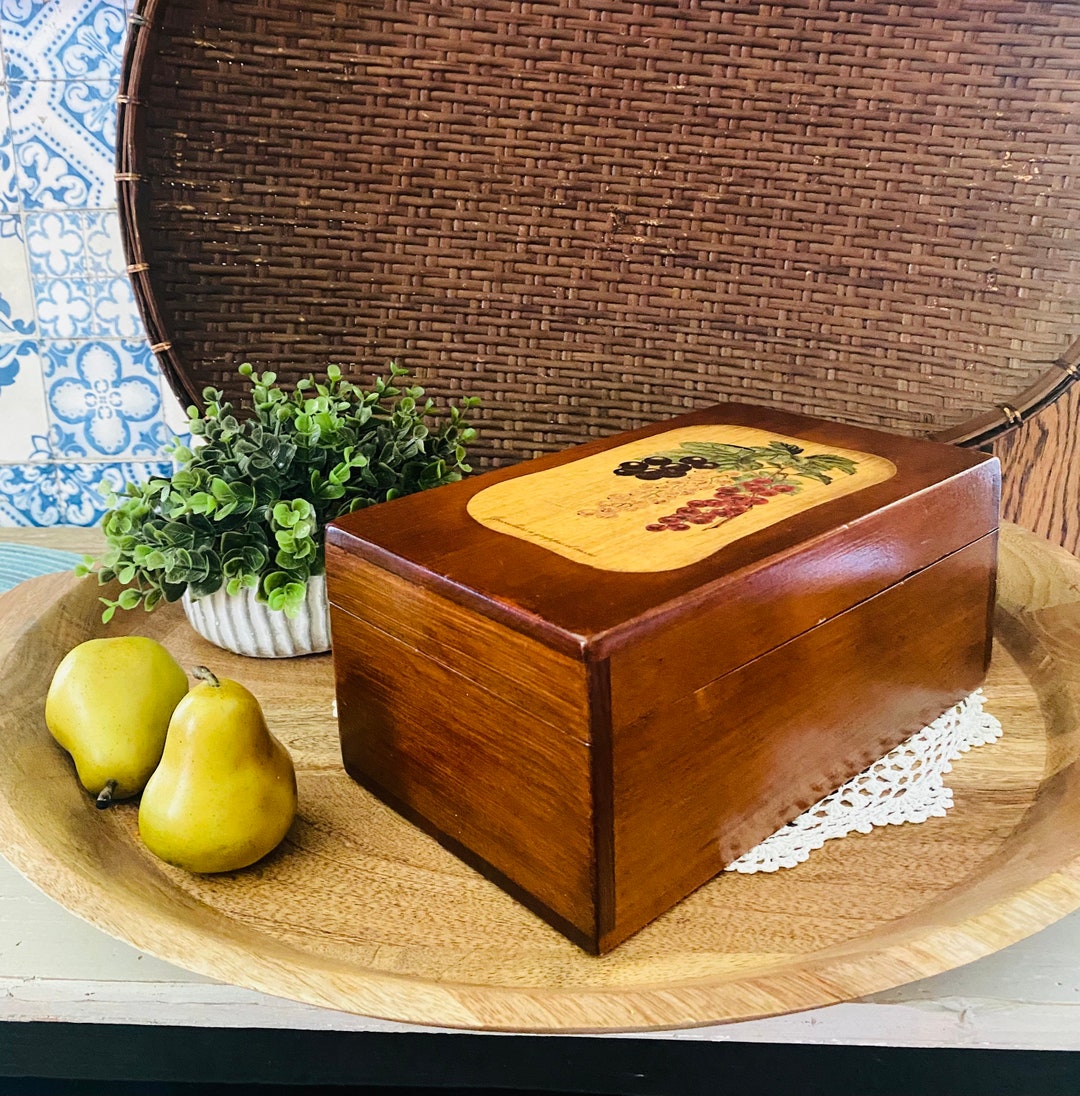 Vintage Large Wooden Recipe Box With 3 Divided Sections - Etsy