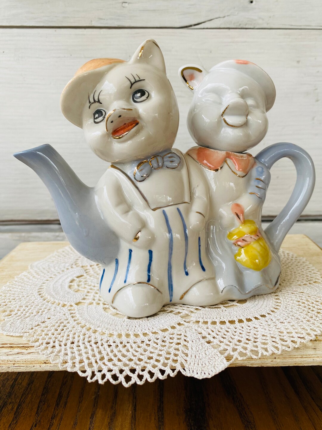 Small Porcelain Pig Teapot - Etsy