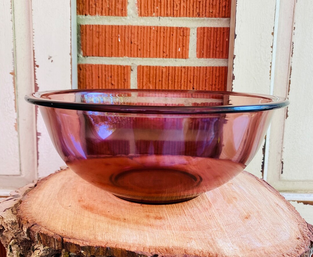 Pyrex Cranberry Glass Bowl - Etsy
