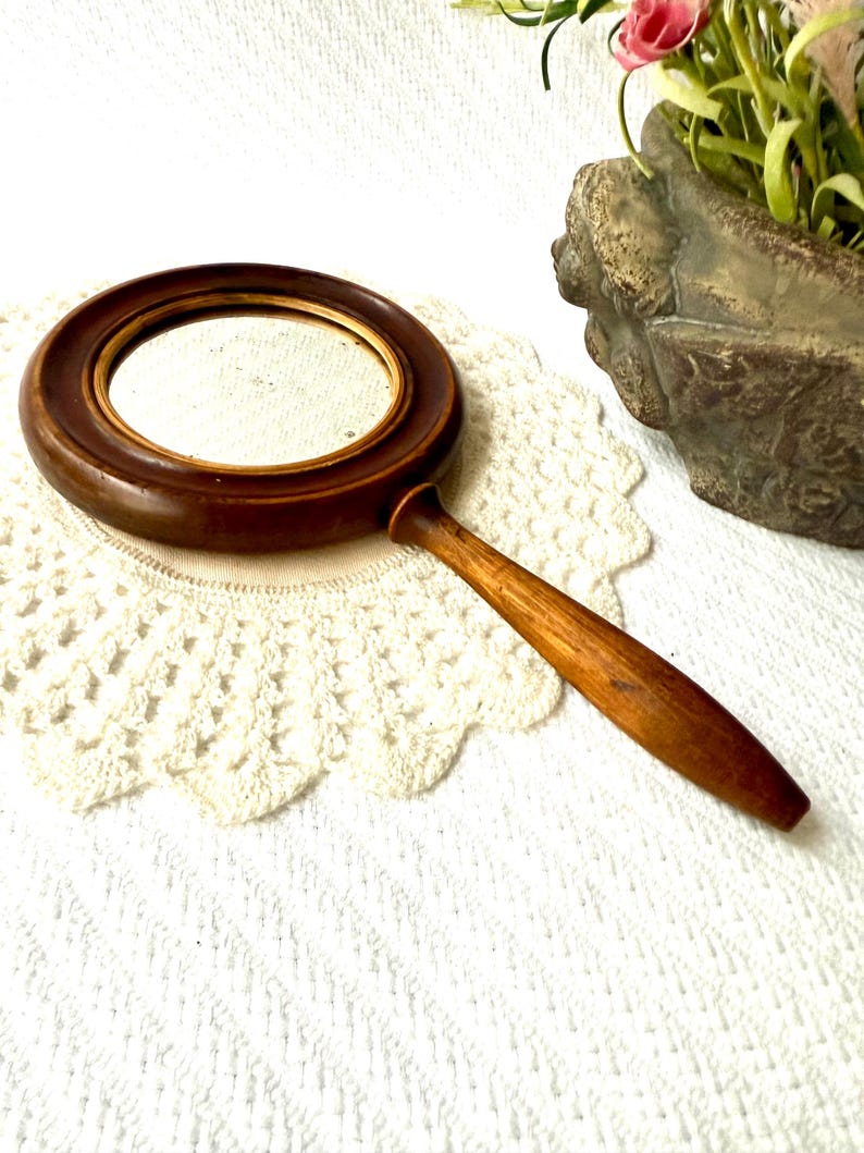 Antique Mahogany Wooden Hand Held Mirror - Etsy