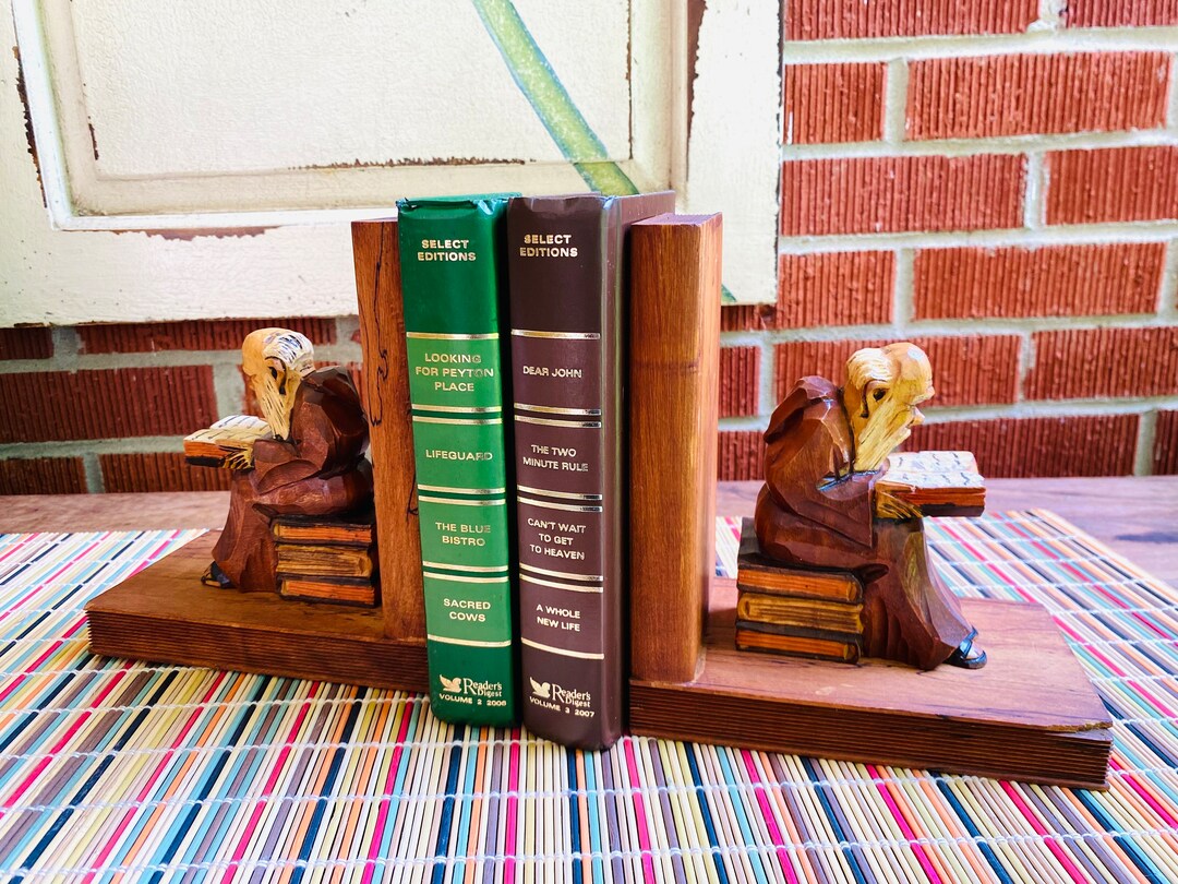 Handcarved Wooden Bookends/ Monks/ Friars Bookends/ Rare Item - Etsy