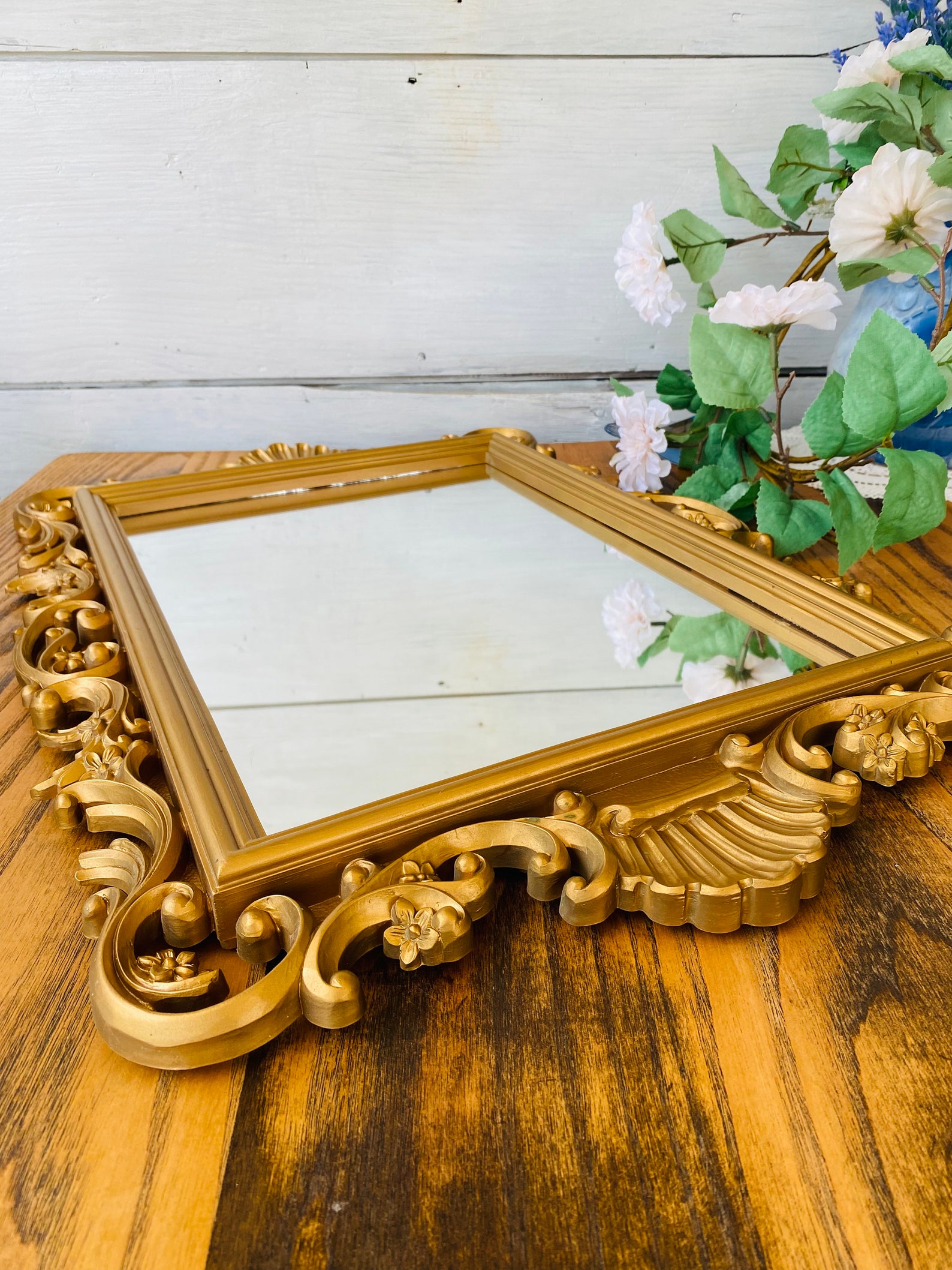 Homco Hollywood Regency Gold Formal Shell Mirror - Etsy