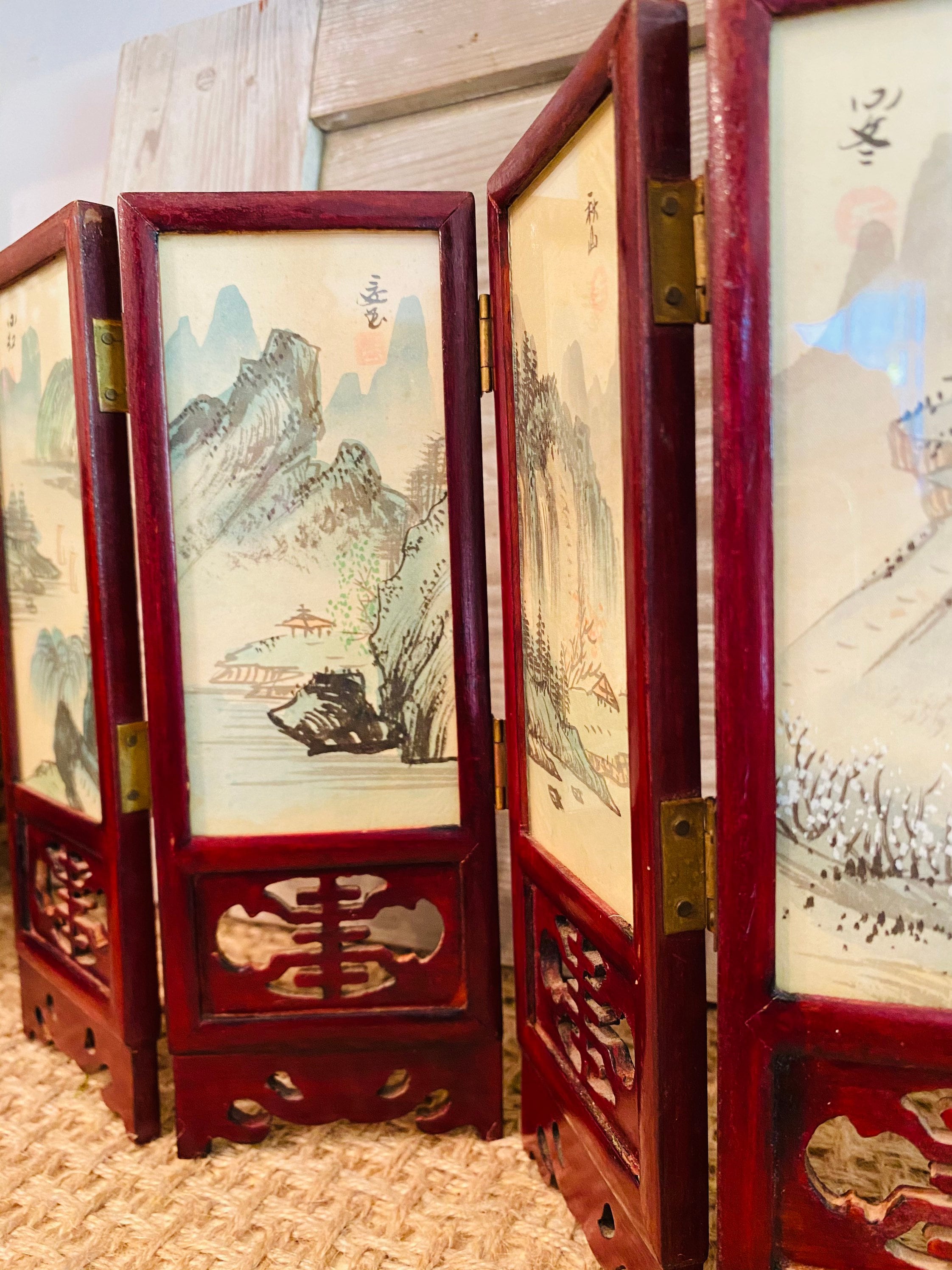 Vintage Chinese 4 Panel Screen Artist Hand Painted Silk - Etsy