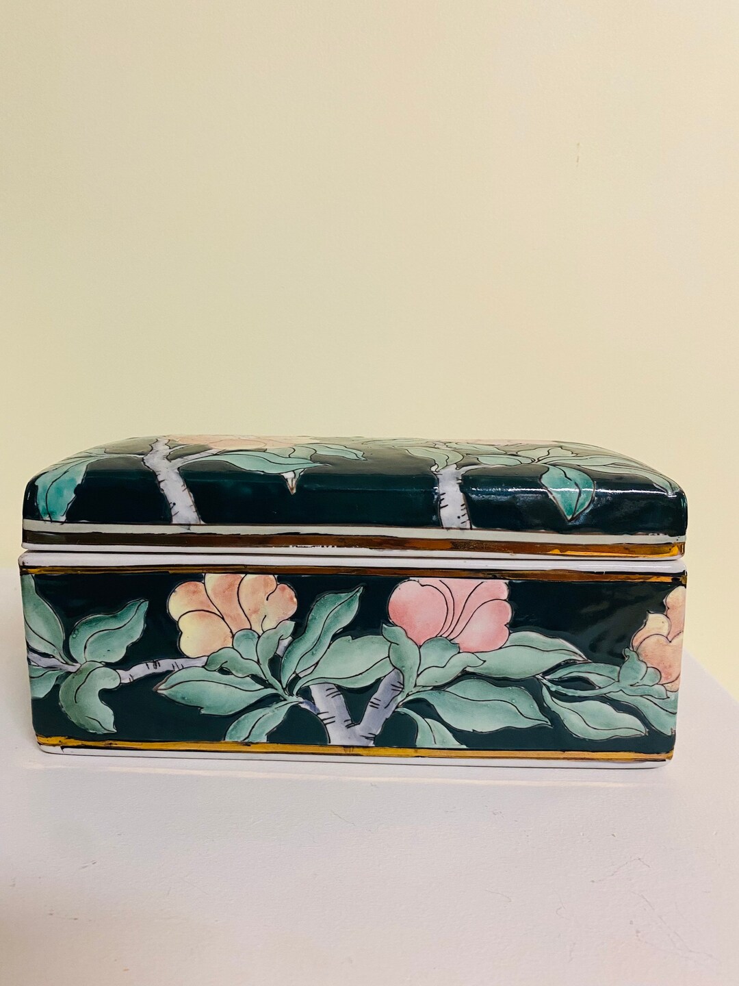 Vintage Rectangular Porcelain Trinket Box - Etsy