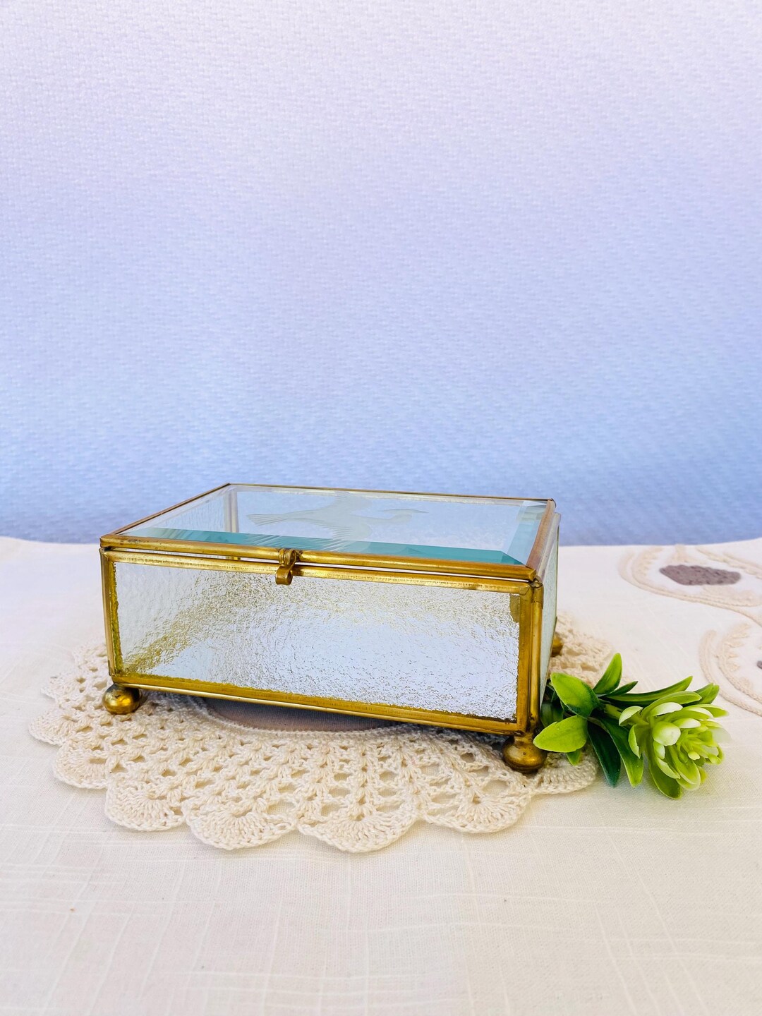 Large Beveled Frosted Glass Mirrored Trinket Box - Etsy