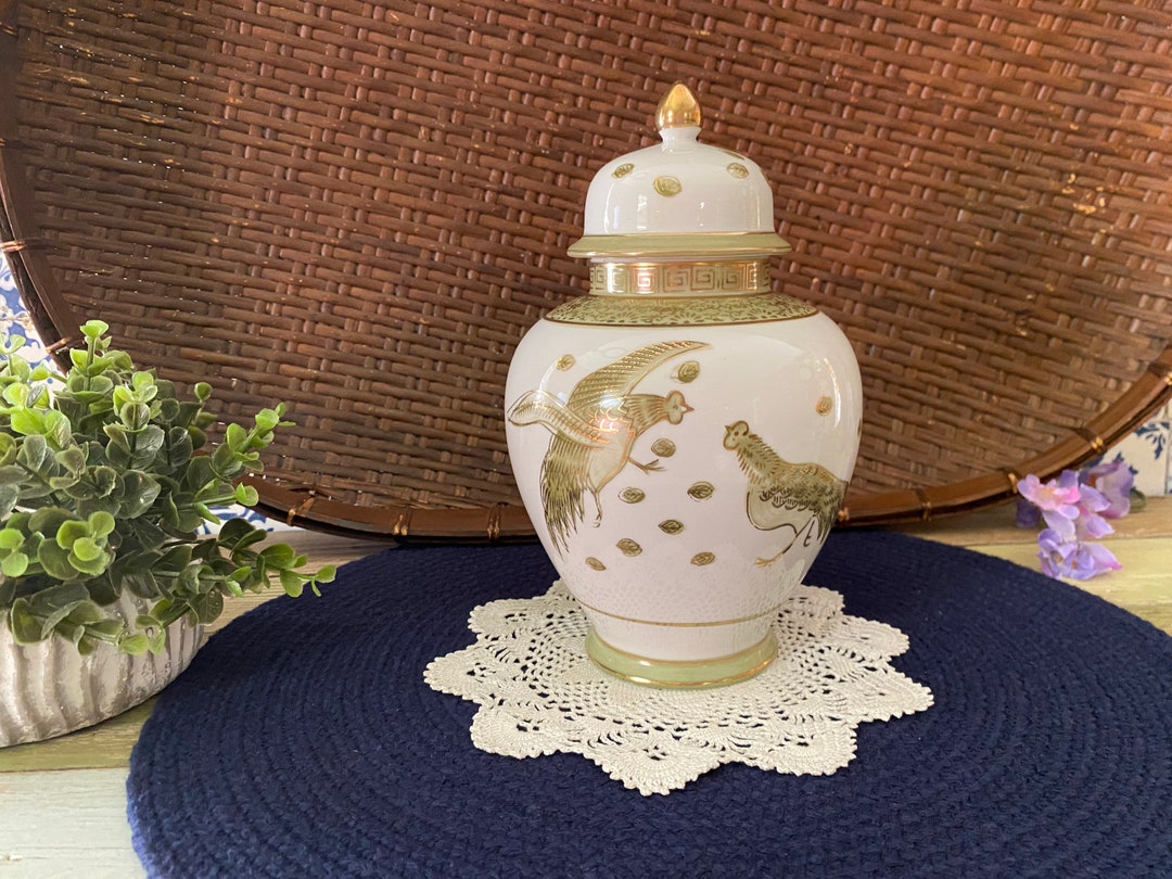 Beautiful Andrea by Sadek Porcelain Ginger Jar / Gilded Phoenix Greek ...