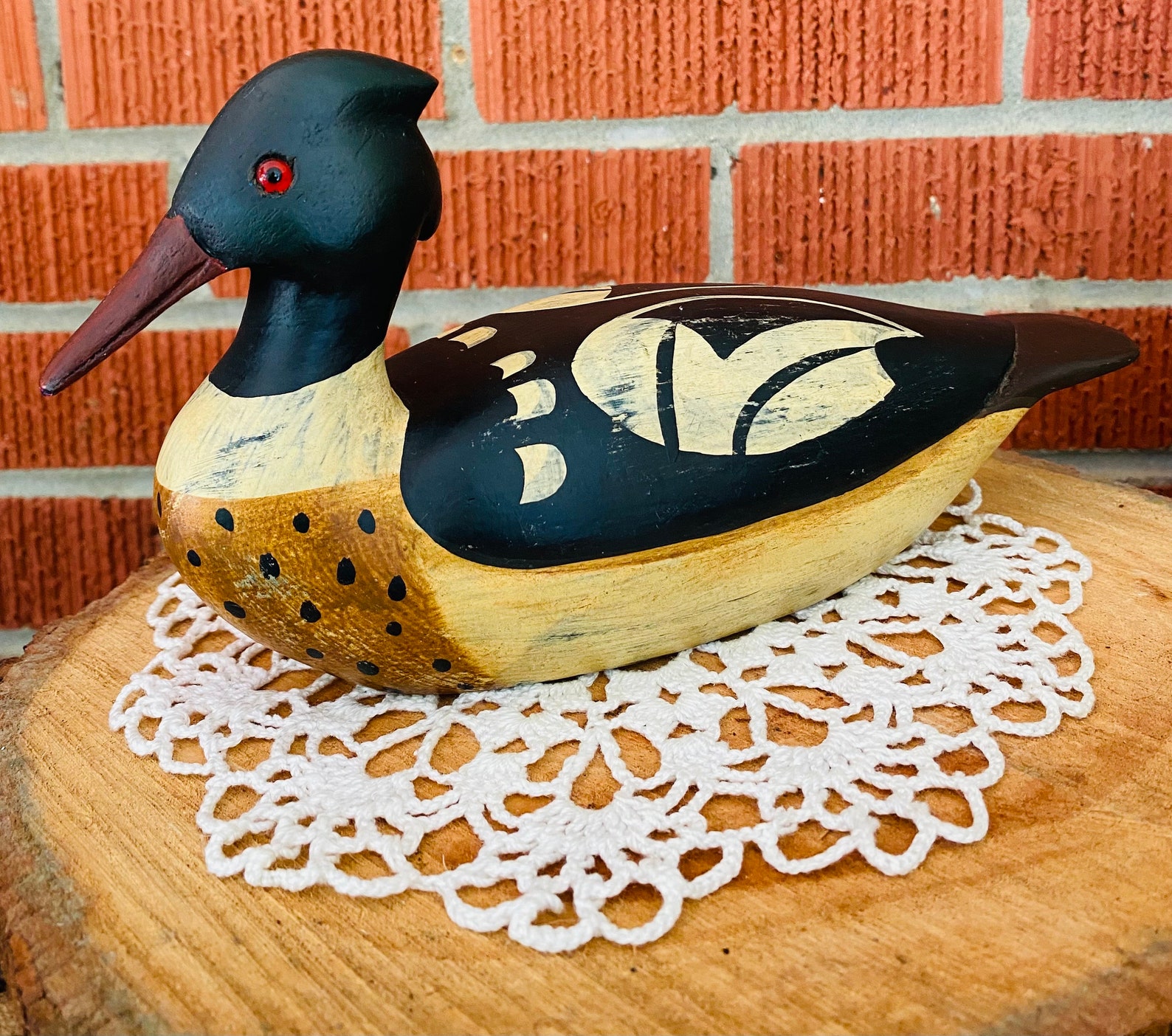 Wooden Hand Carved and Painted Merganser Duck by James Haddon - Etsy