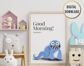 Nursery PRINTABLE (pink Hanging Monster) Wall Art for Girls & Boys ...
