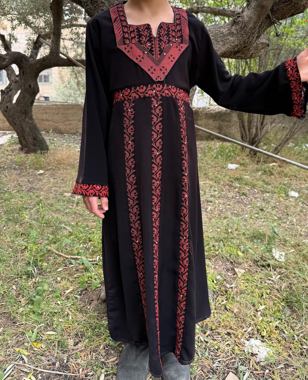 Vintage Kids Thobe - Palestinian Girls Black Dress - Traditional ...