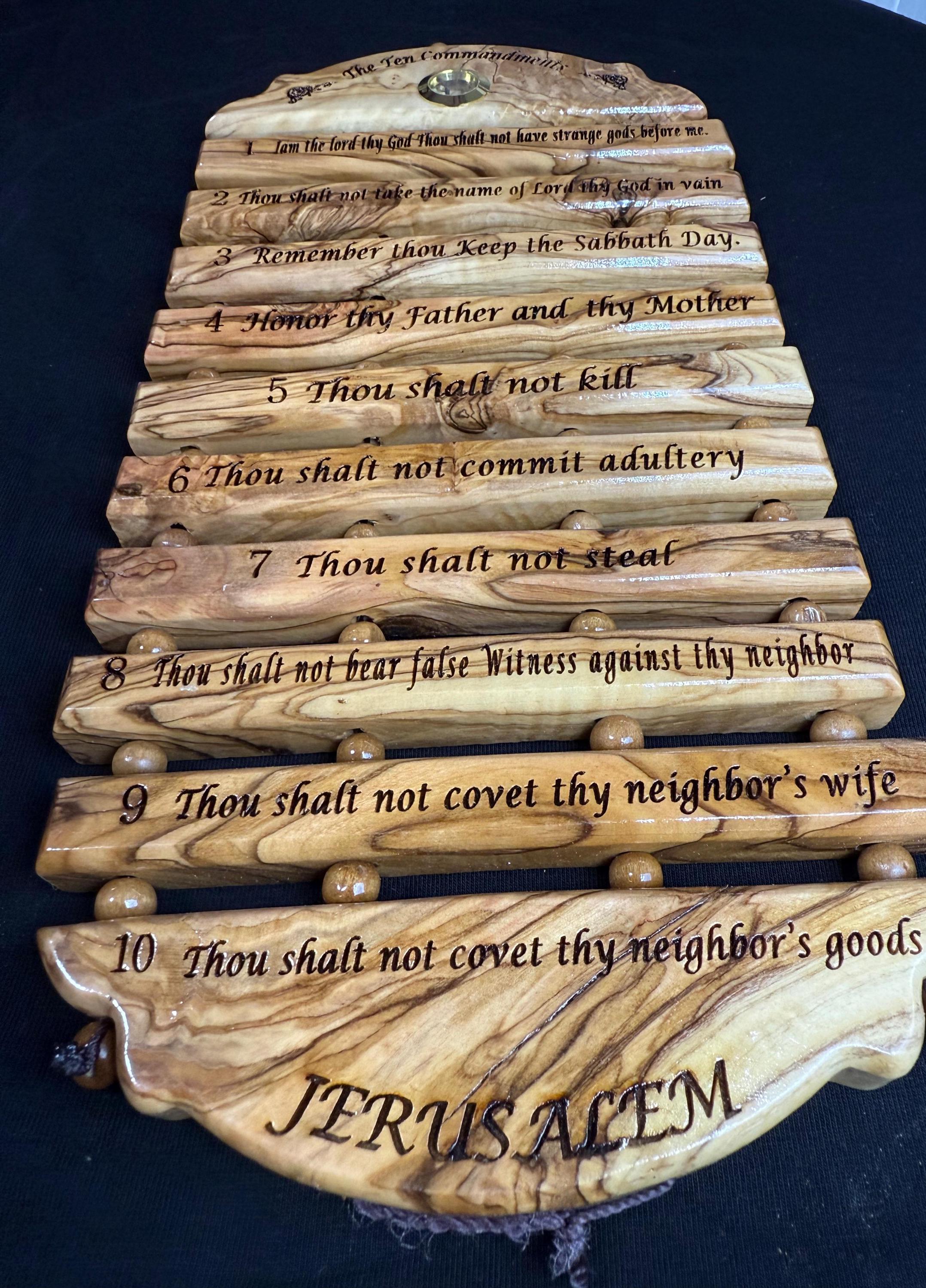 Olive Wood the Ten Commandments Wall Hanging: Laser Engraved Christian ...