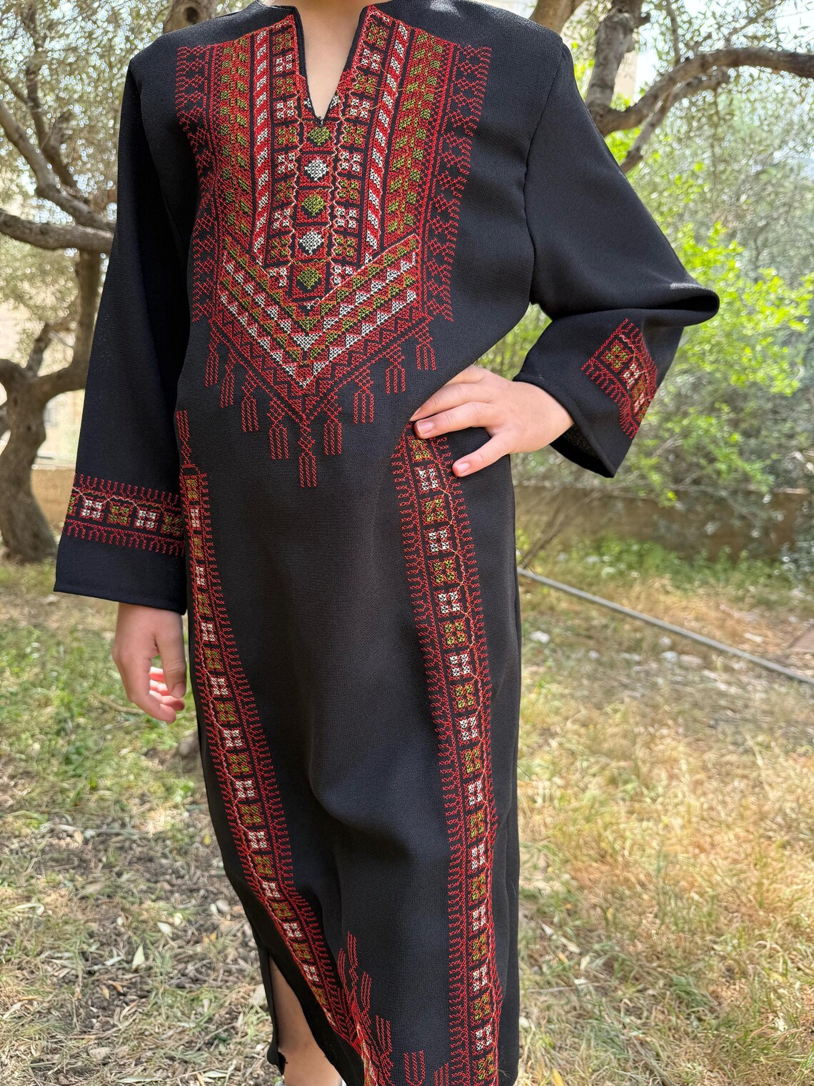 Kids Palestinian Thobe – Traditional Tatreez Embroidery, Black Girls ...