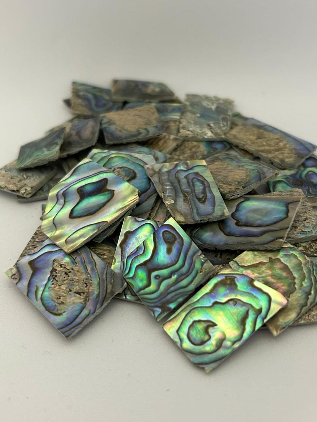 Green Paua Abalone Shell Blanks 0.60" (1.55mm) Thickness. 13-18 Inlay ...
