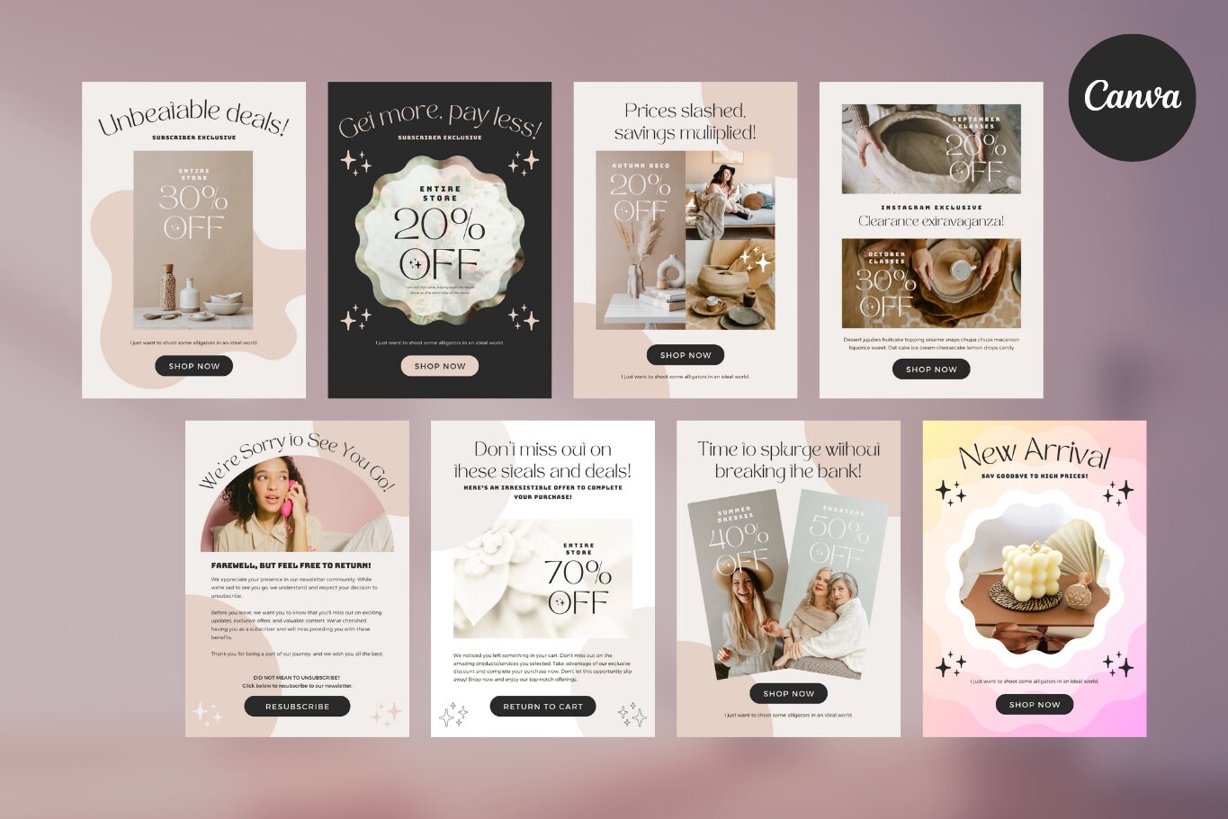 Canva Editable Email Templates Shine | Email Marketing | Product ...