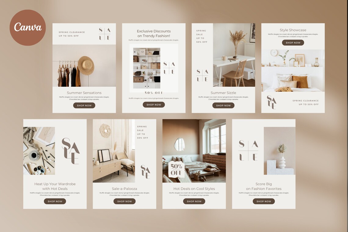 Canva Editable Email Templates Mocha | Email Marketing | Product ...