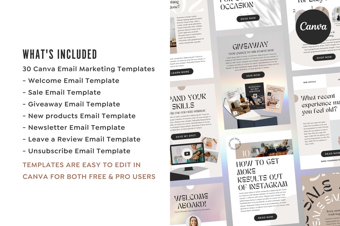 Canva Editable Email Templates Luxe | Email Marketing | Product ...