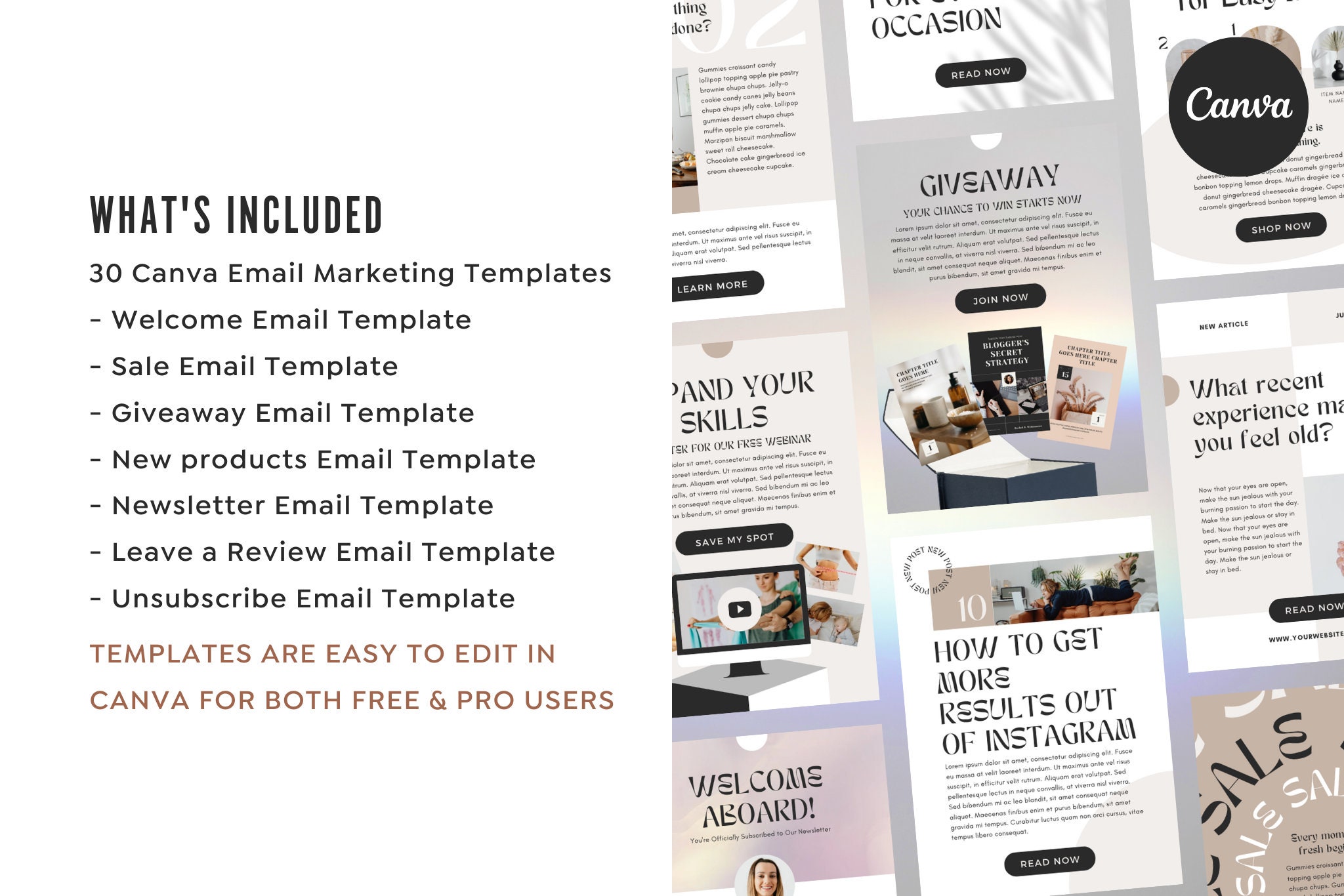Canva Editable Email Templates Luxe | Email Marketing | Product ...