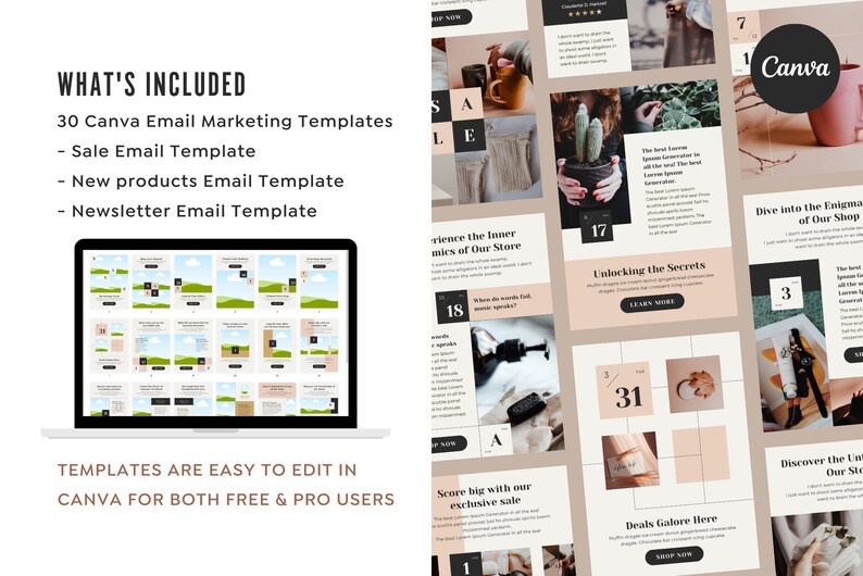 Canva Editable Email Templates Calendar: Marketing Templates (digital ...