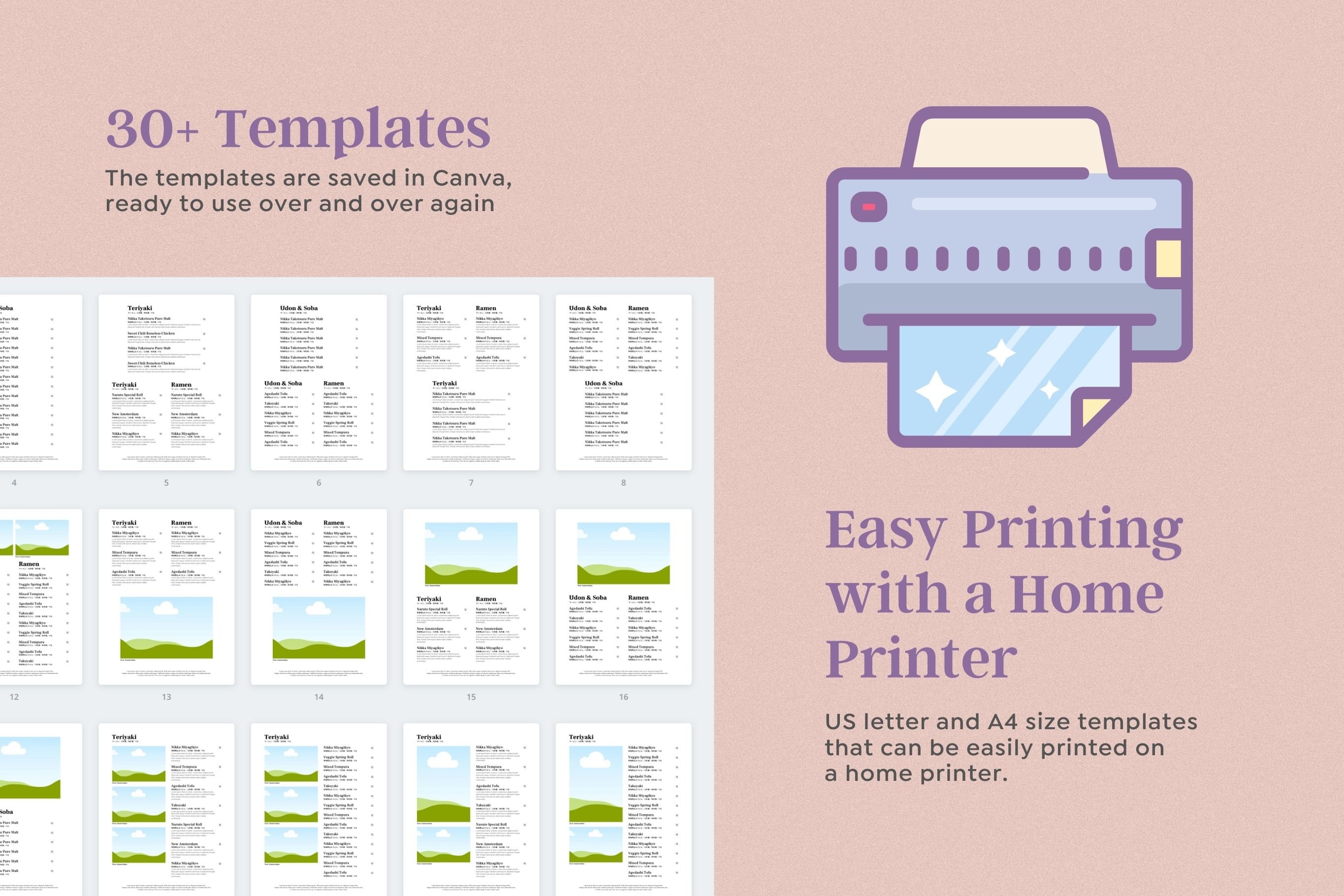 Multilingual Menu Canva Food and Drink Menu Templates simple design ...