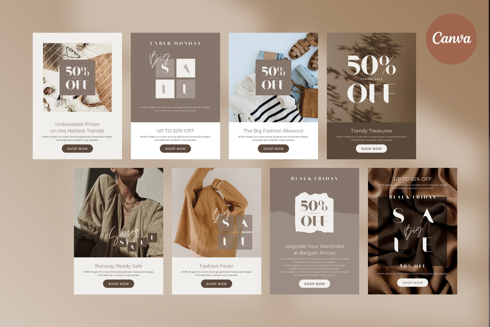 Canva Editable Email Templates Mocha | Email Marketing | Product ...